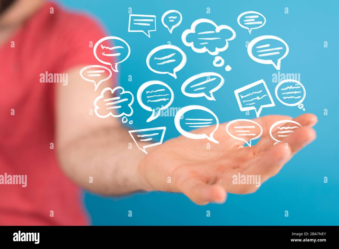 A ilustration of a communication concept. The word communication with ...