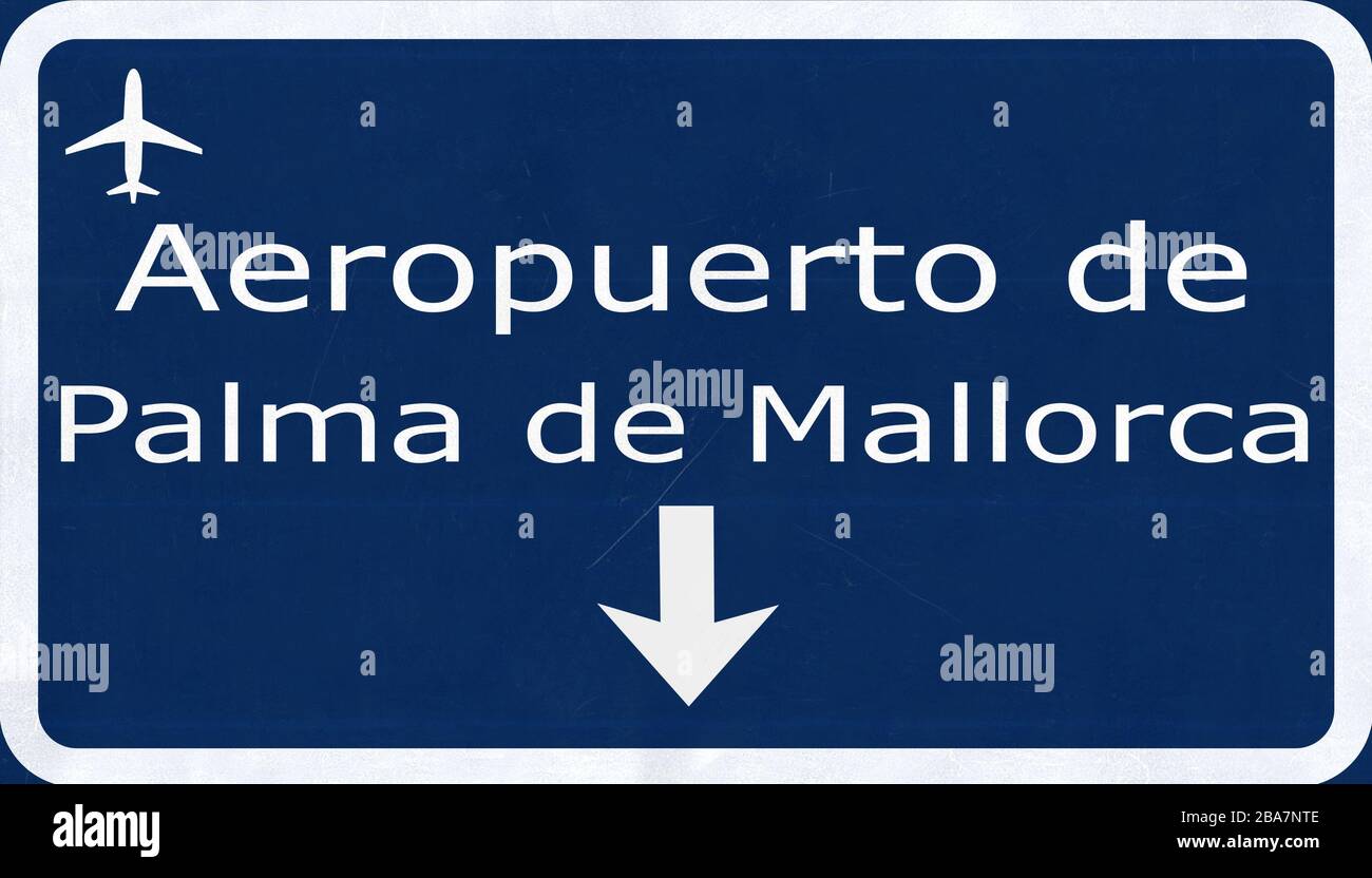 Palma De Mallorca Spain Airport Highway Sign 2D Illustration Stock ...