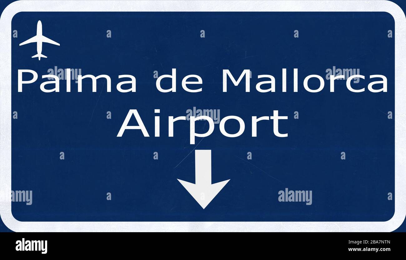 Palma De Mallorca Spain Airport Highway Sign 2D Illustration Stock ...