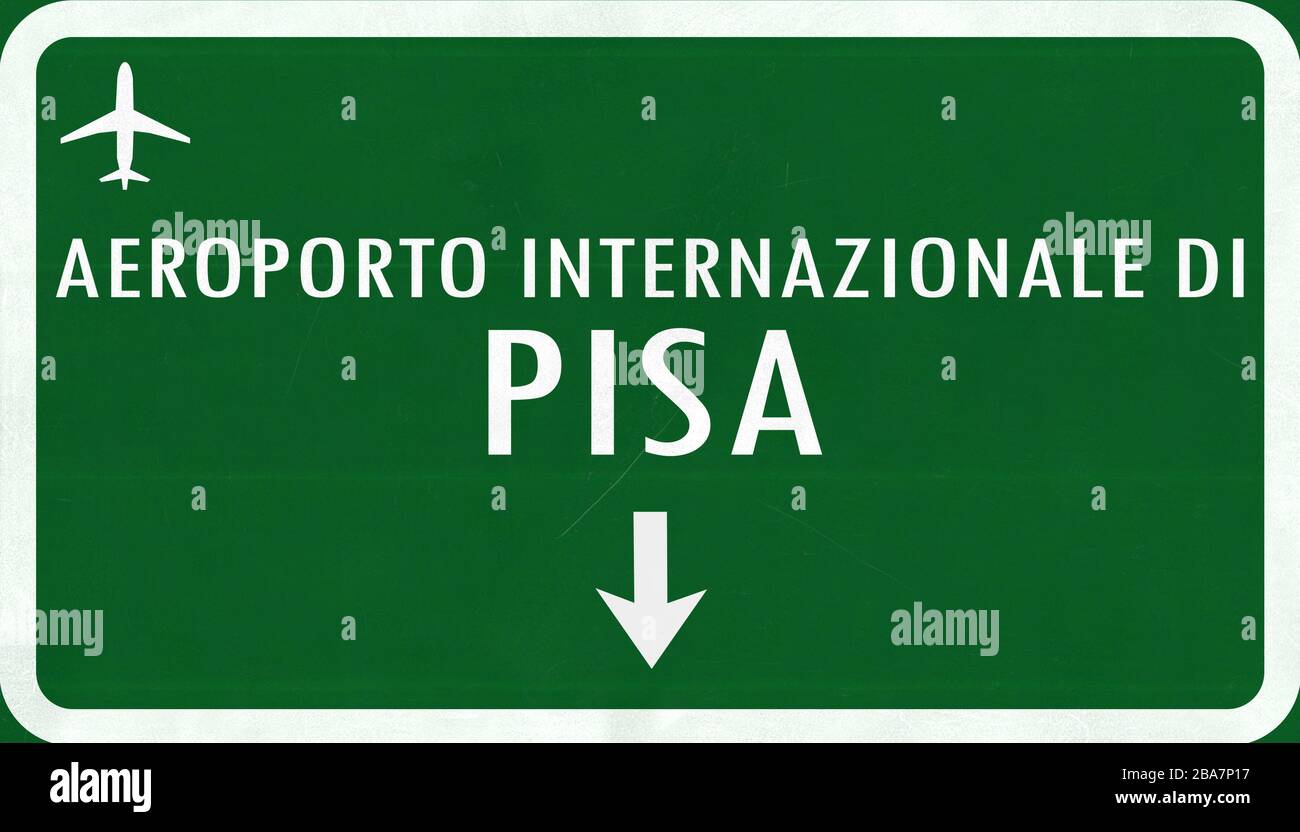 Pisa Italy Airport Highway Sign 2D Illustration Stock Photo - Alamy