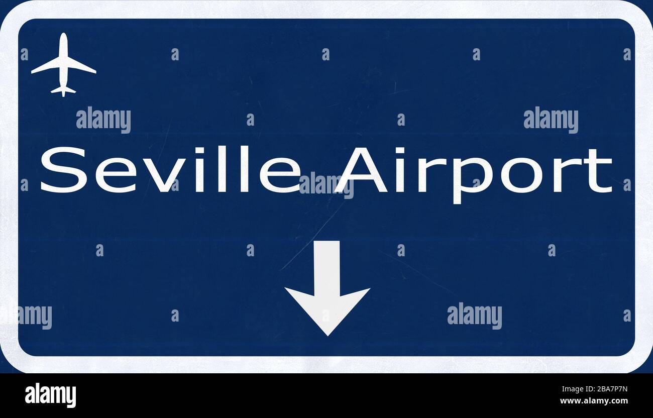 Sevilla Spain Airport Highway Sign 2D Illustration Stock Photo - Alamy