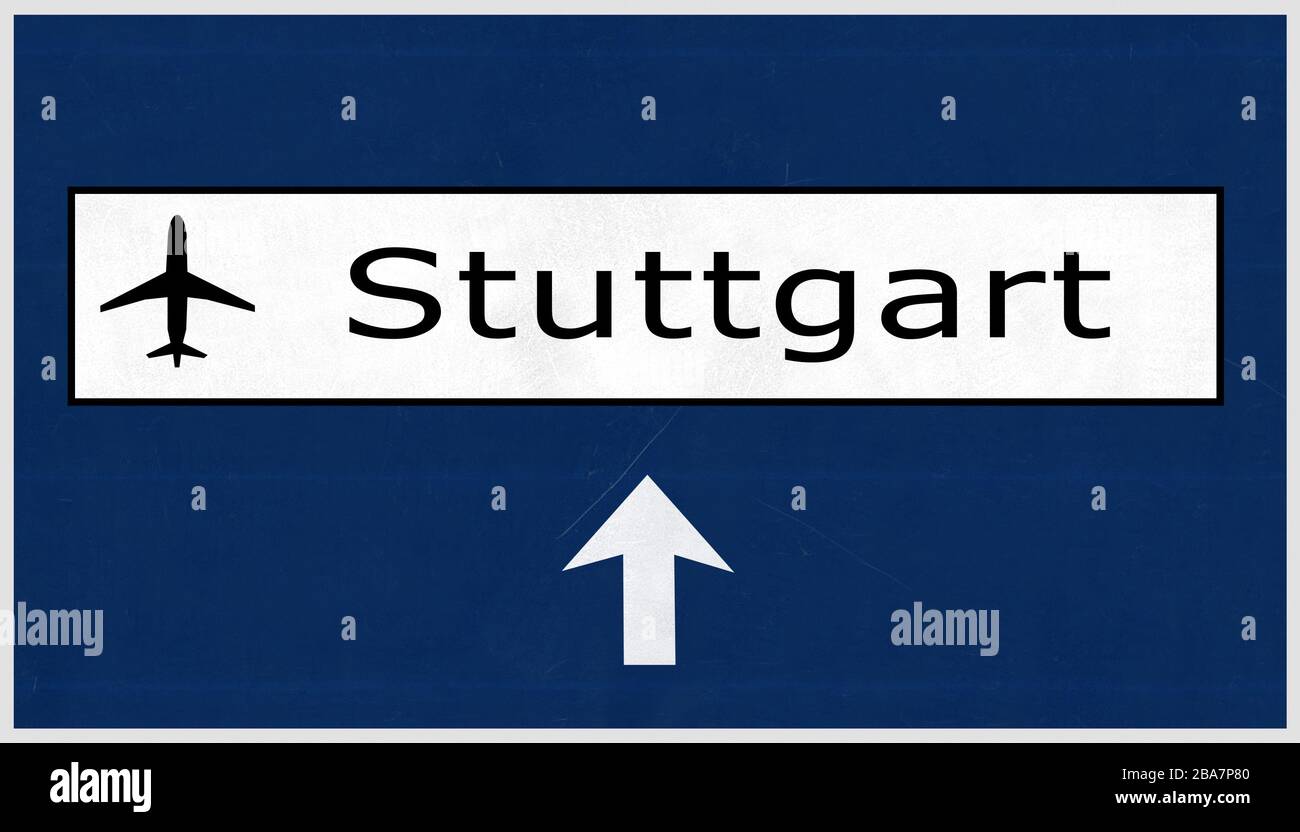 Stuttgart Germany Airport Highway Sign 2D Illustration Stock Photo - Alamy