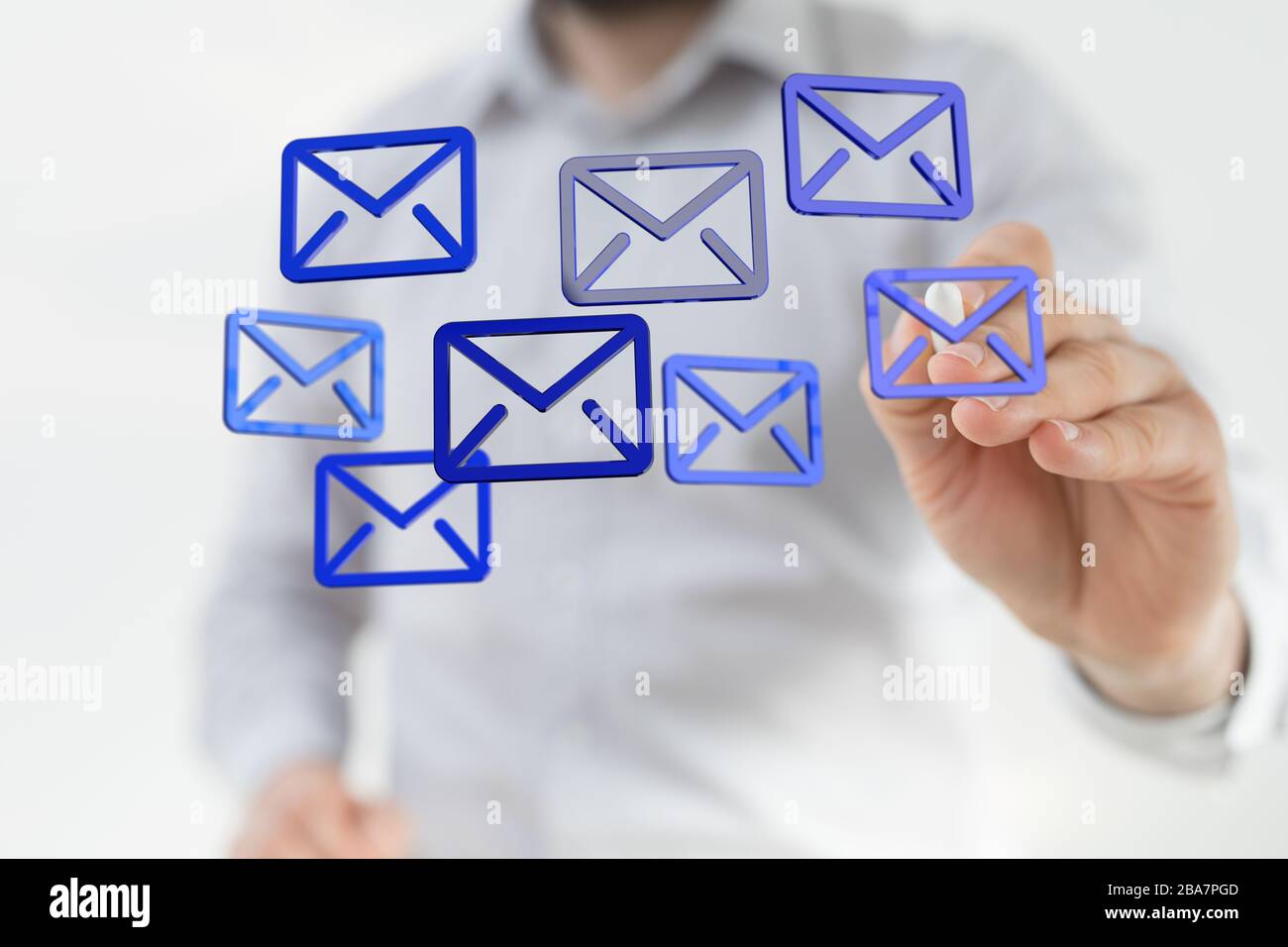 A Hand Touching Email With Finger Stock Photo - Alamy
