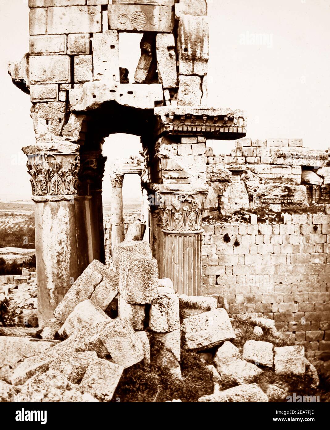 Ancient Temple site, Baalbec, Lebanon, Victorian period Stock Photo - Alamy