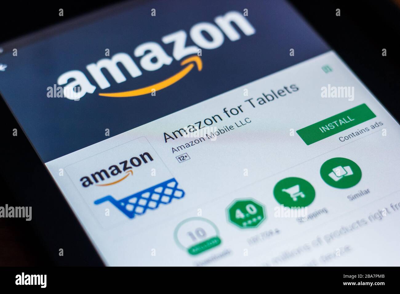 Ryazan, Russia - March 21, 2018 - Amazon mobile app on the display of ...