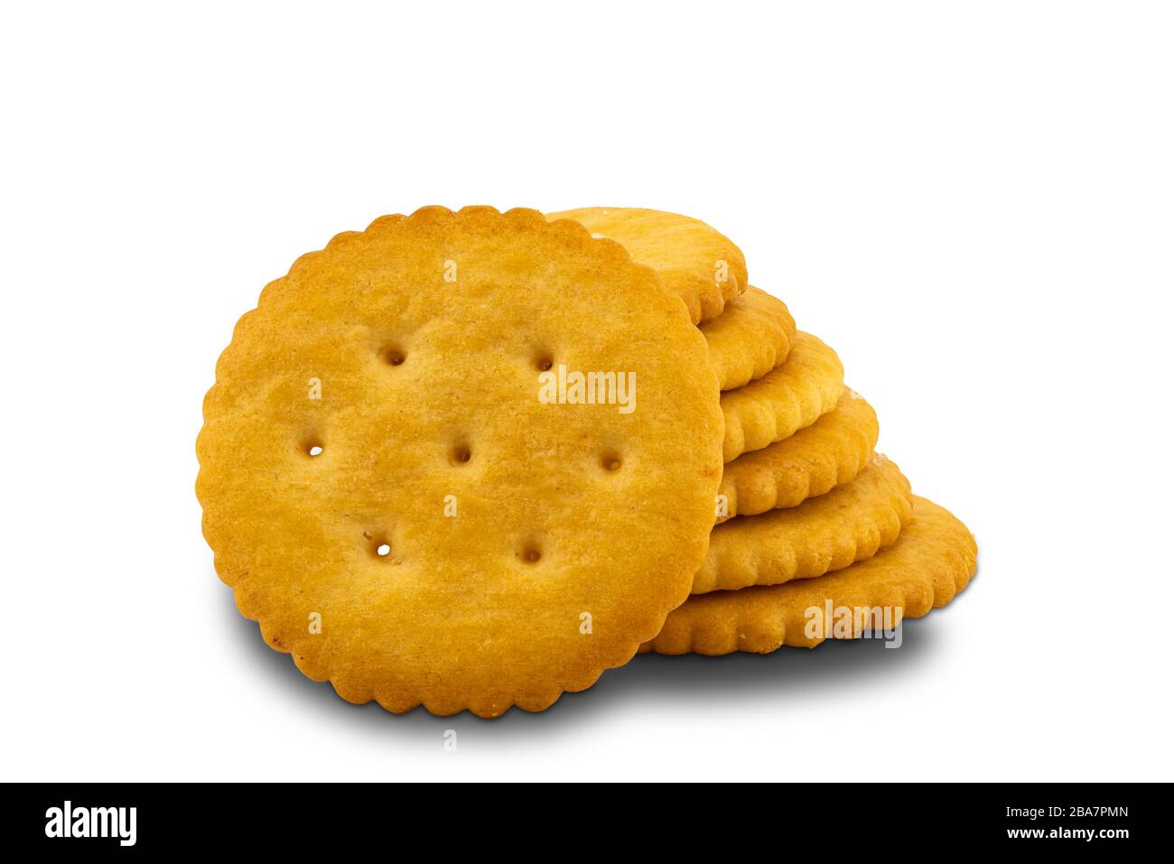 Pile of round crackers isolated on white background with clipping path ...