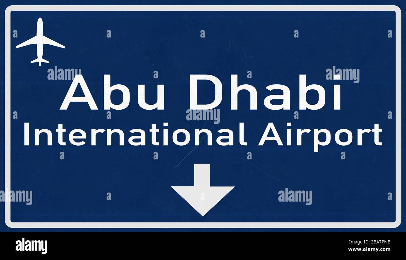 Abu Dhabi United Arab Emirates Airport Highway Sign 2D Illustration ...