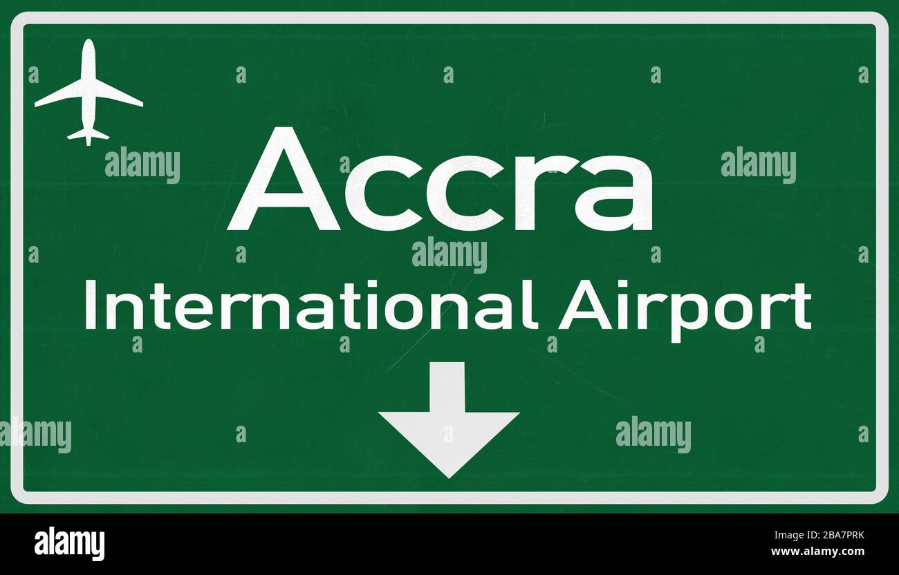 Accra Ghana Airport Highway Sign 2D Illustration Stock Photo - Alamy