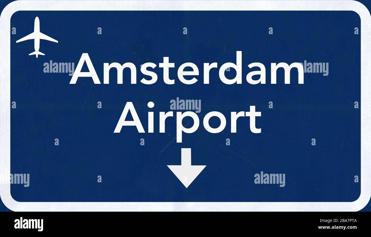 Schiphol Amsterdam Netherlands Airport Highway Sign 2D Illustration ...