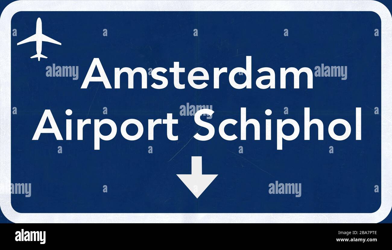 Schiphol Amsterdam Netherlands Airport Highway Sign 2D Illustration ...