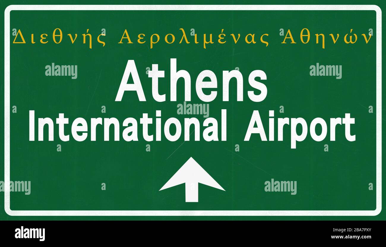 Athens Greece Airport Highway Sign 2D Illustration Stock Photo - Alamy