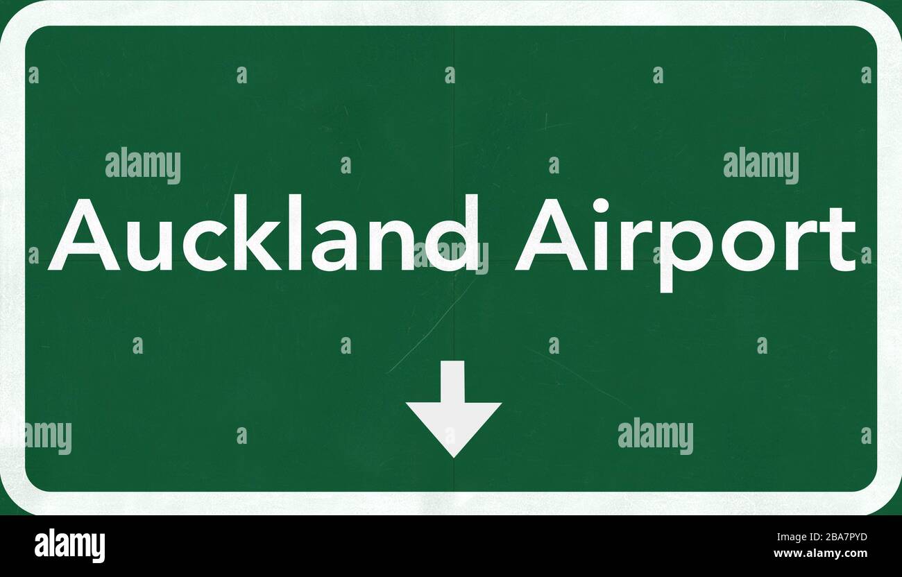 Auckland New Zealand Airport Highway Sign 2D Illustration Stock Photo ...