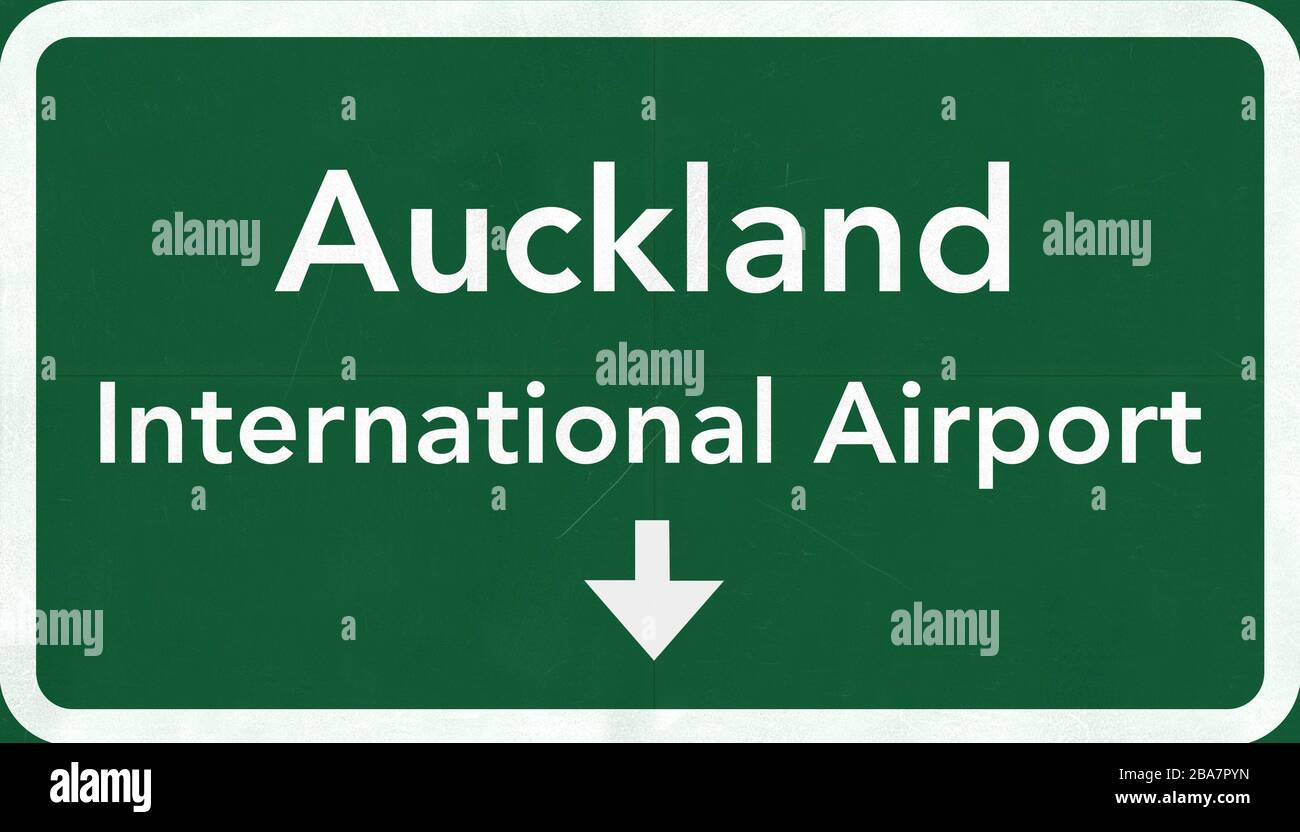 Auckland New Zealand Airport Highway Sign 2D Illustration Stock Photo ...
