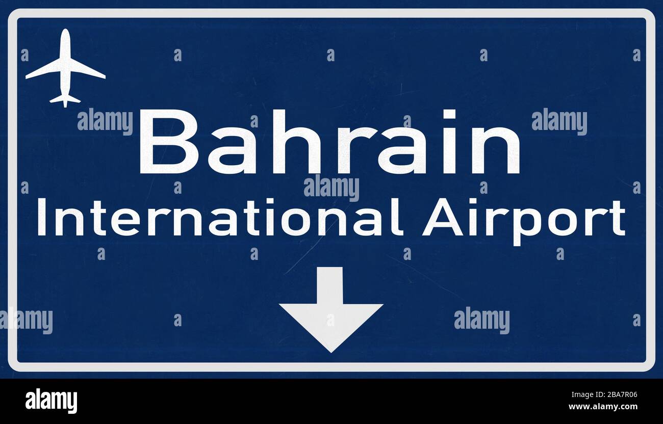 Bahrain Airport Highway Sign 2D Illustration Stock Photo - Alamy