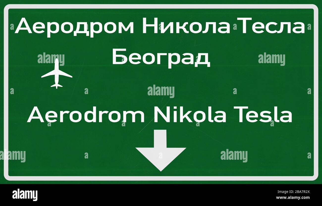 Belgrade Serbia Airport Highway Sign 2D Illustration Stock Photo - Alamy