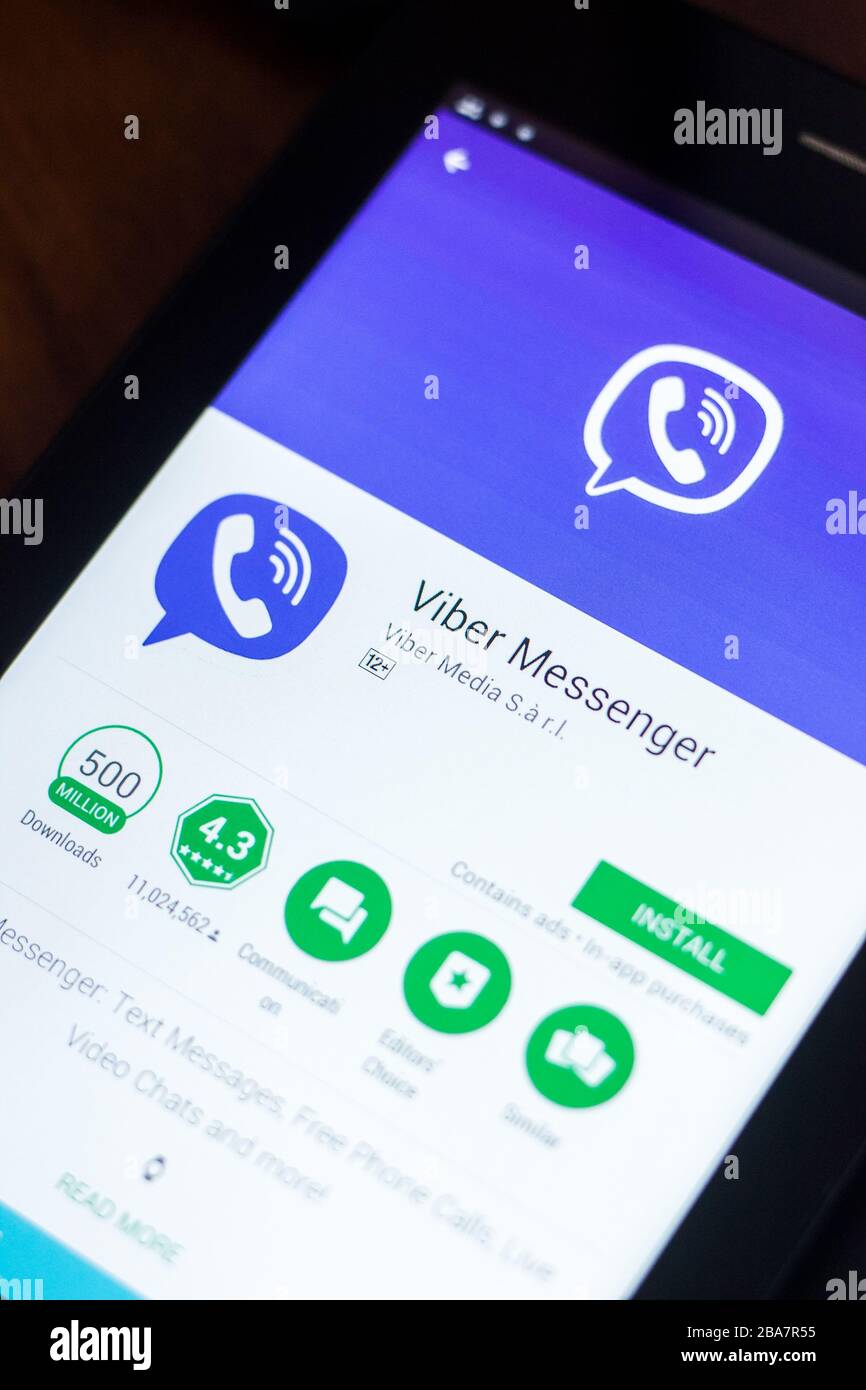 Ryazan, Russia - March 21, 2018 - Viber Messenger mobile app on the ...