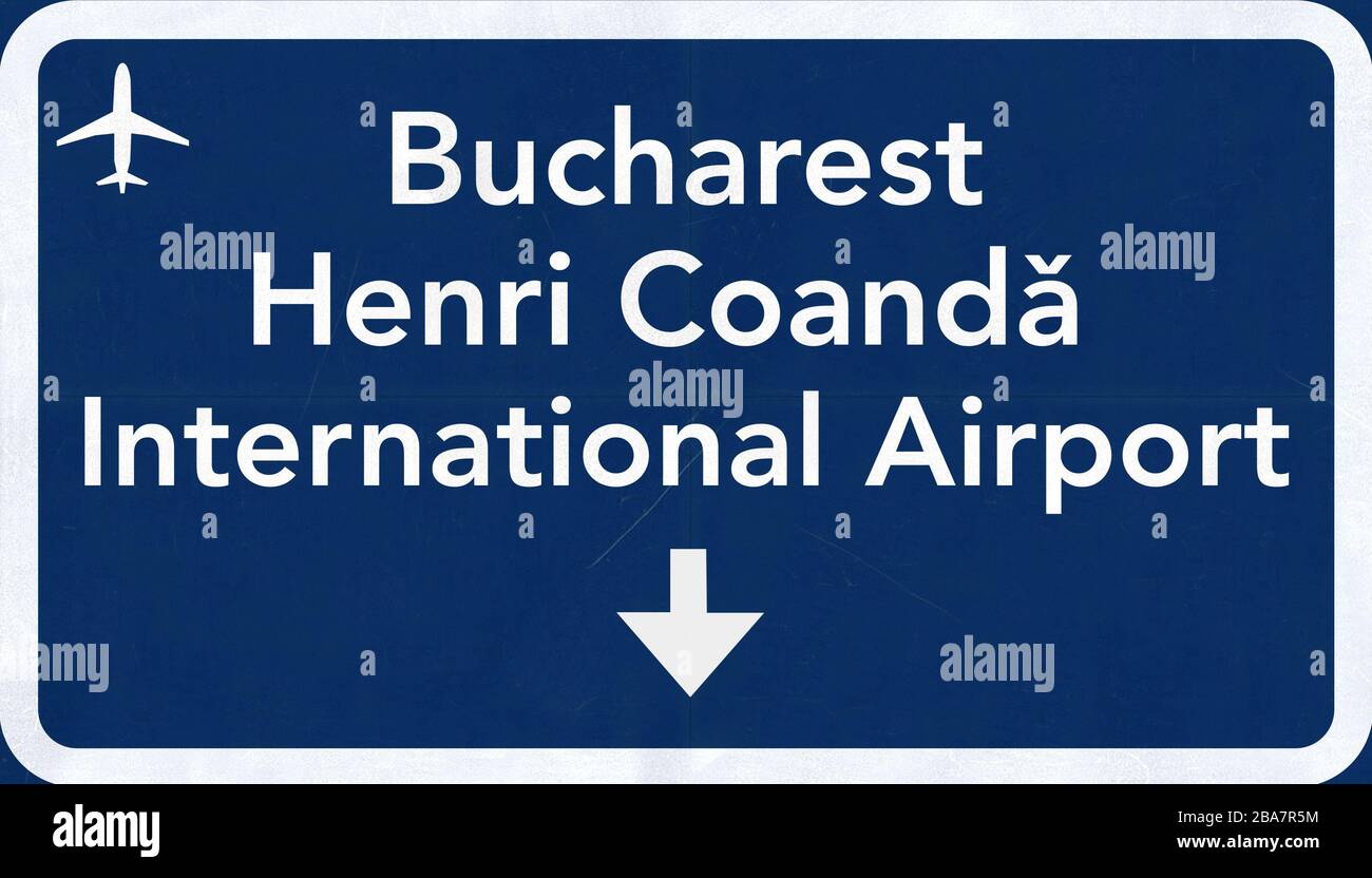 Bucharest Romania Airport Highway Sign 2D Illustration Stock Photo - Alamy