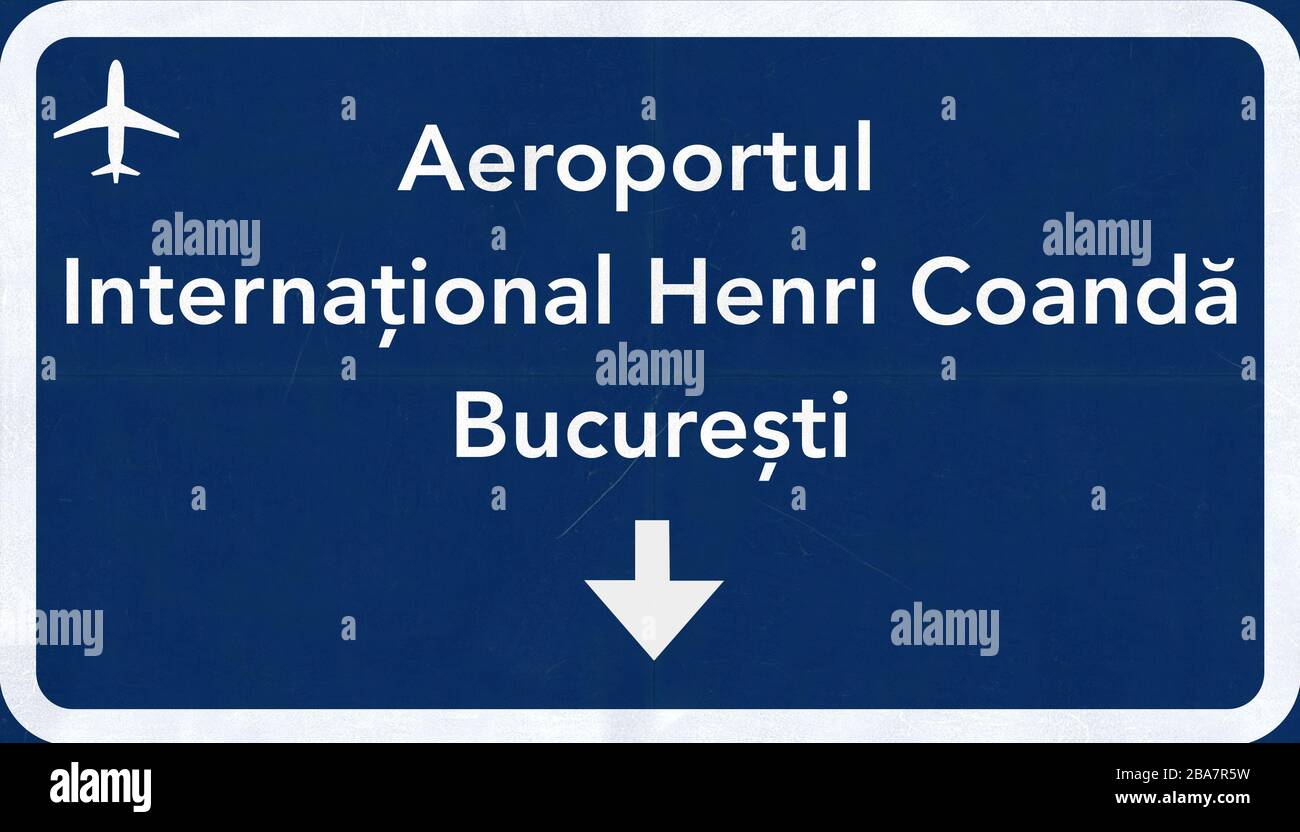 Bucharest Romania Airport Highway Sign 2D Illustration Stock Photo - Alamy
