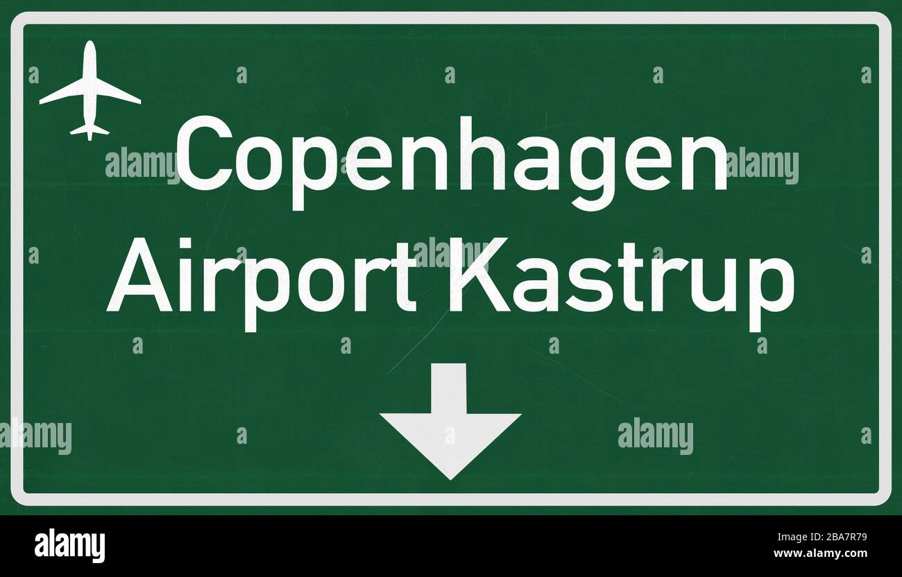 Copenhagen Denmark Airport Highway Sign 2D Illustration Stock Photo - Alamy