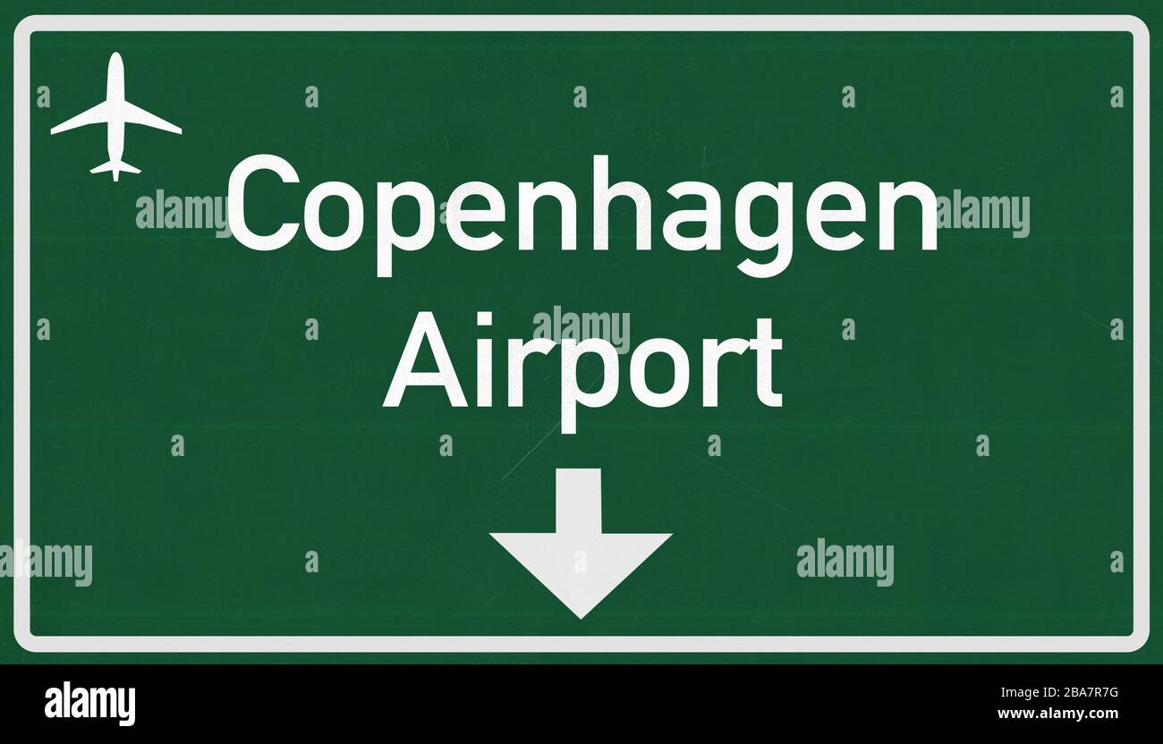 Copenhagen Denmark Airport Highway Sign 2D Illustration Stock Photo - Alamy