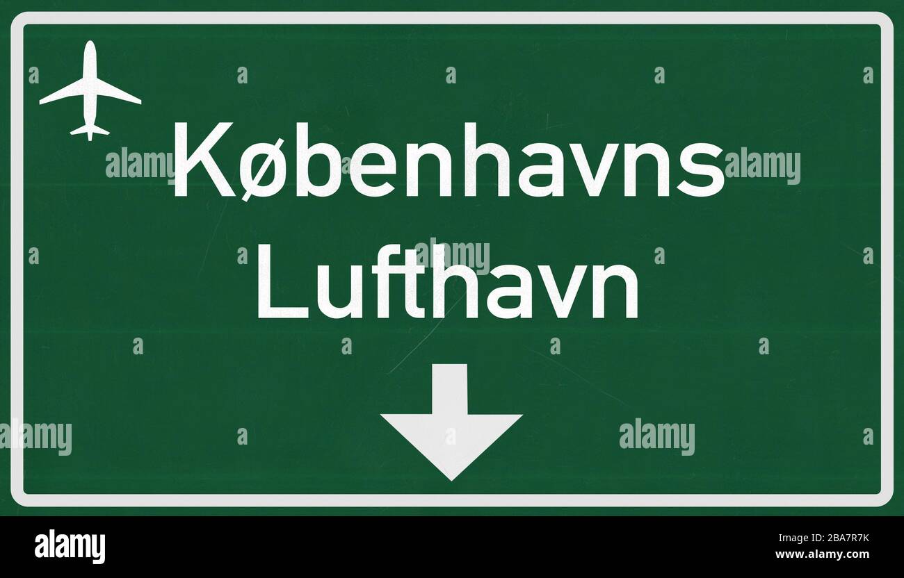 Copenhagen Denmark Airport Highway Sign 2D Illustration Stock Photo - Alamy