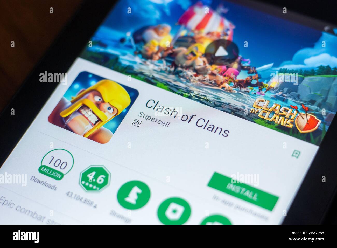 Ryazan, Russia - March 21, 2018 - Clash of Clans mobile app on the ...