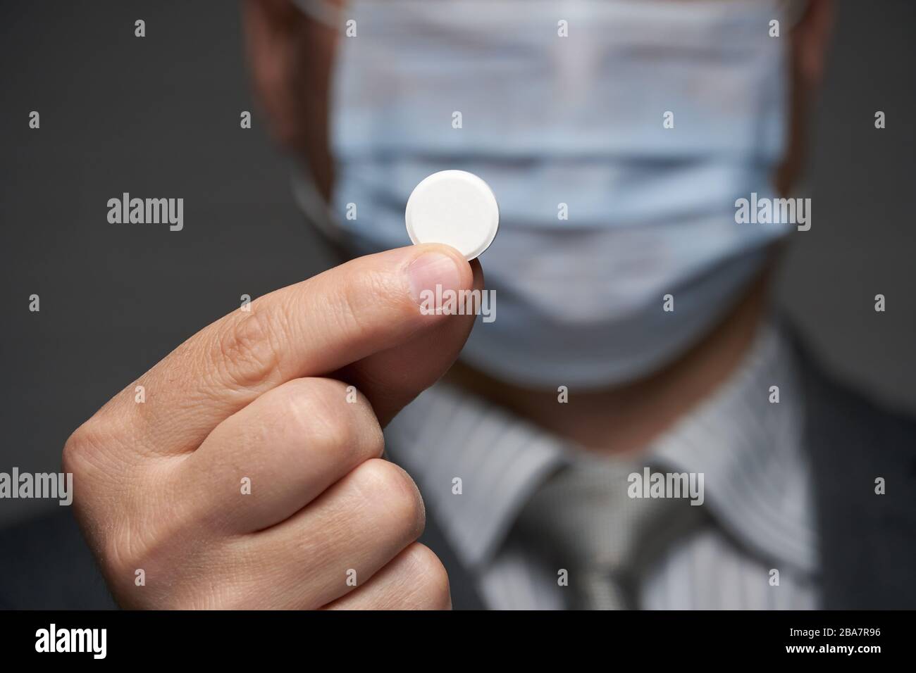 a man with a mask on his face for antivirus individual protection ...