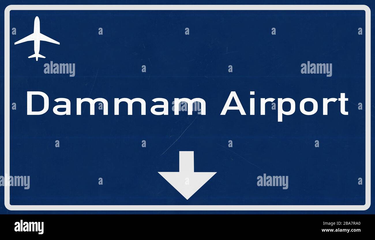 Dammam Saudi Arabia Airport Highway Sign 2D Illustration Stock Photo ...