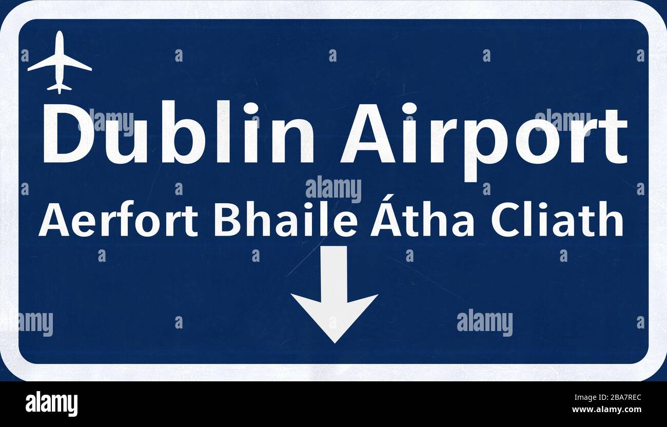 Dublin Ireland Airport Highway Sign 2D Illustration Stock Photo - Alamy
