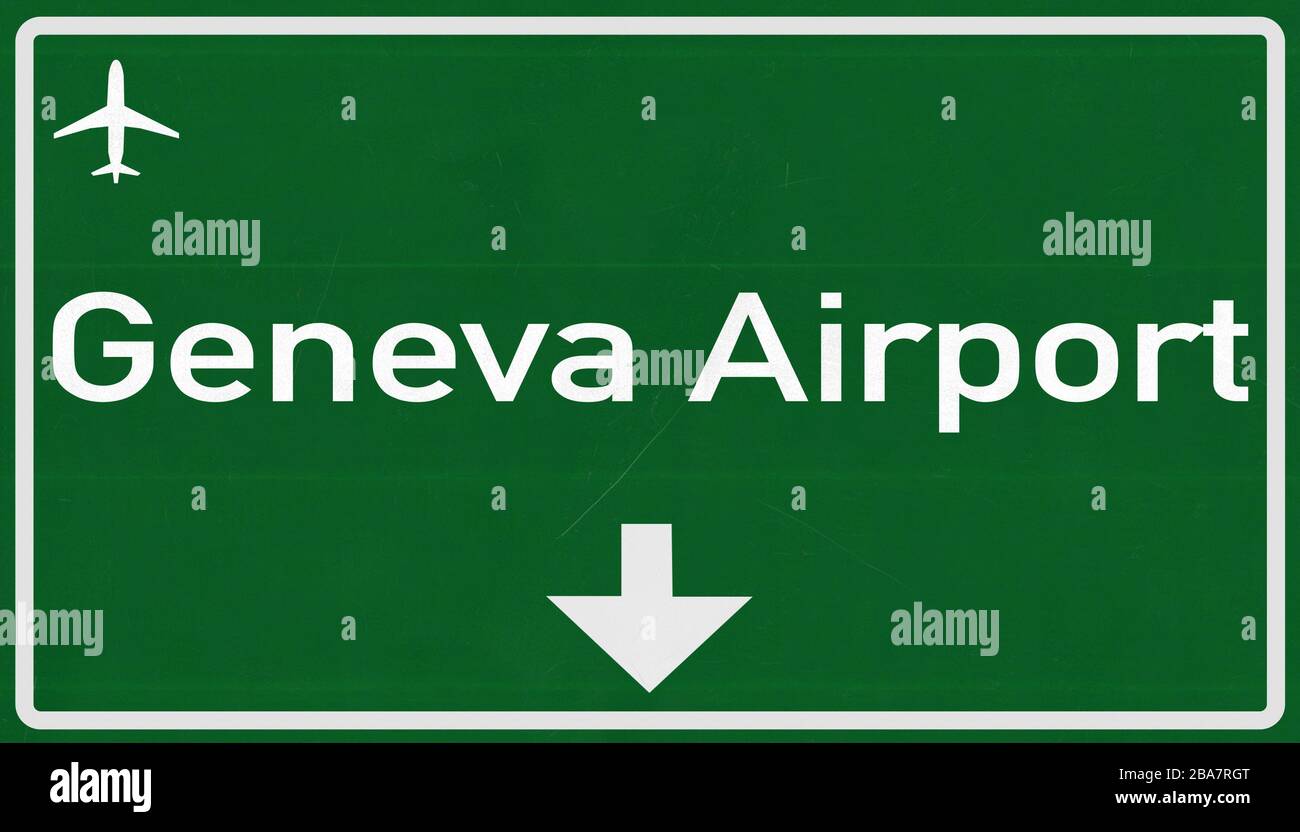 Geneva Airport Highway Sign 2D Illustration Stock Photo - Alamy