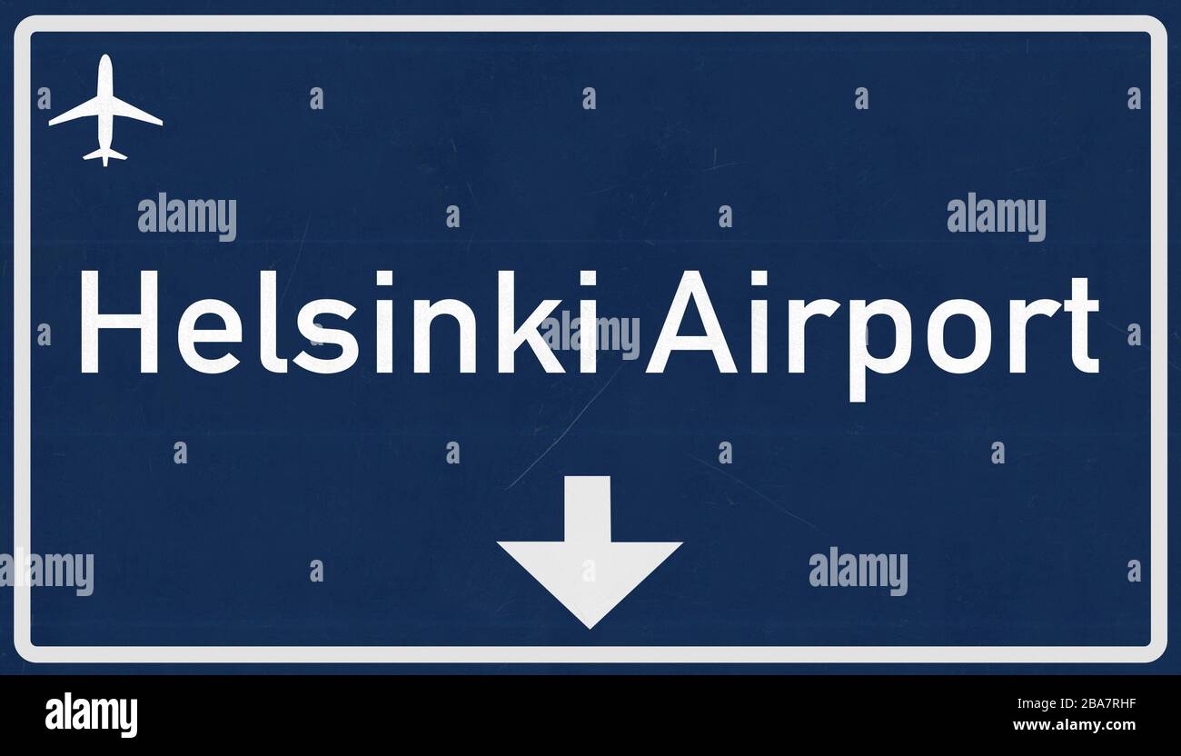 Helsinki Finland Airport Highway Sign 2D Illustration Stock Photo - Alamy