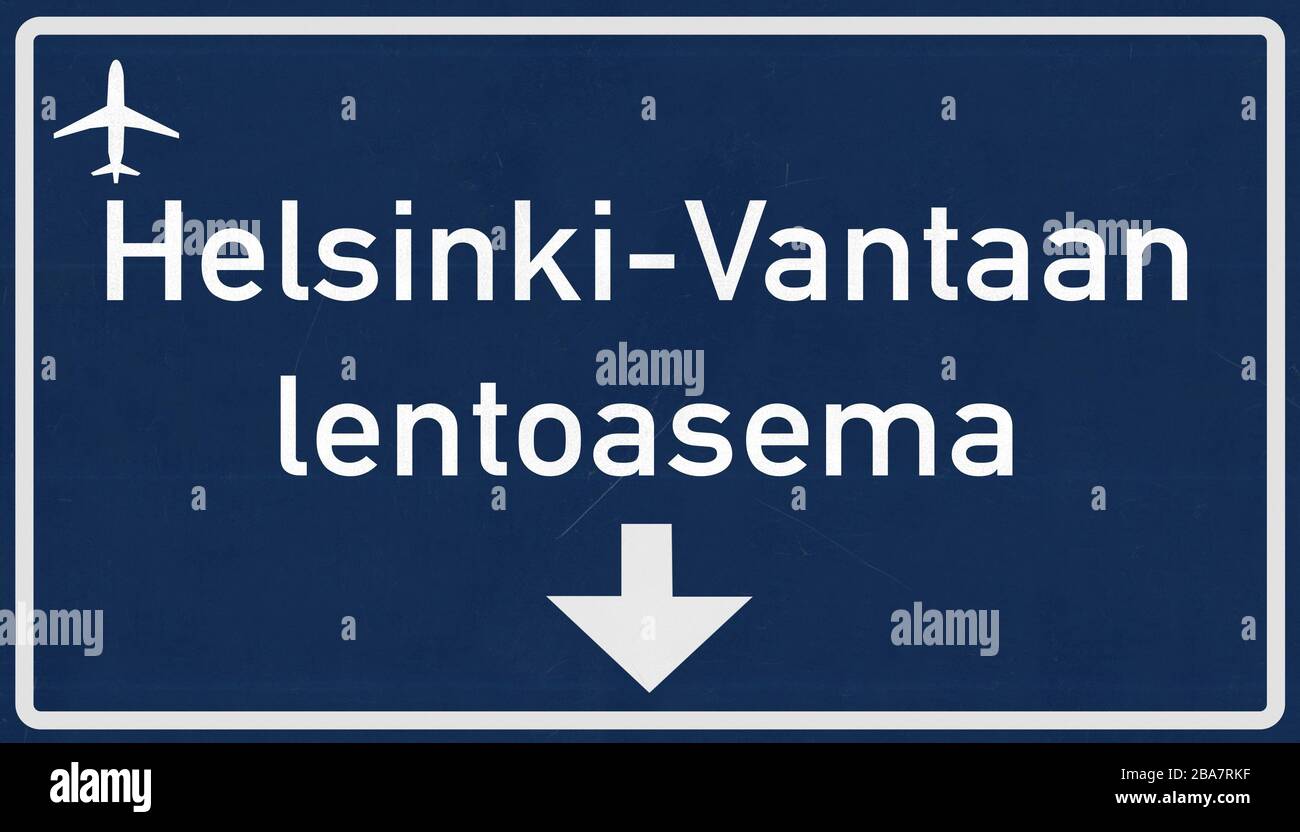 Helsinki Finland Airport Highway Sign 2D Illustration Stock Photo - Alamy