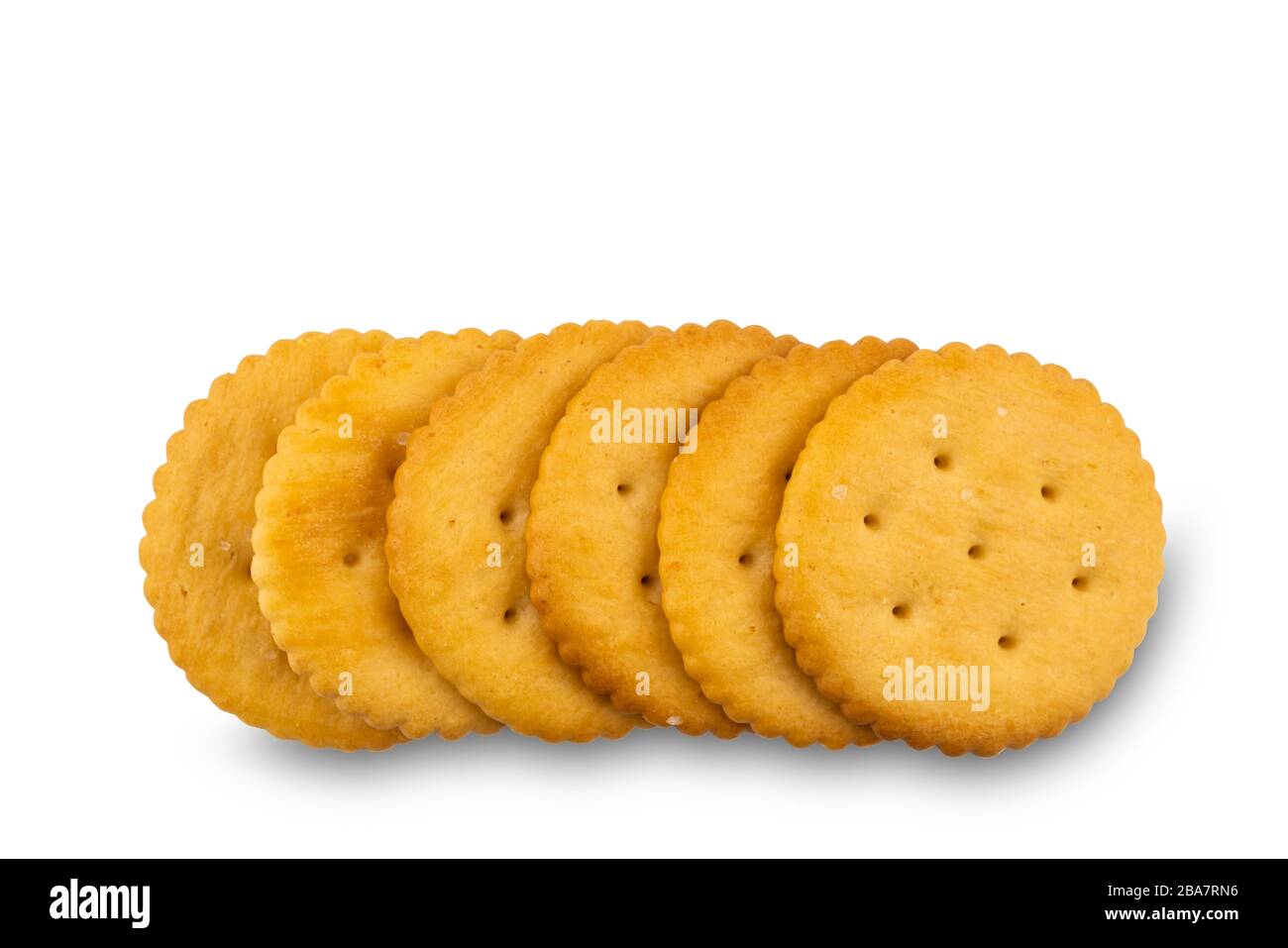 Freshly baked crunchy crackers isolated on white background with ...