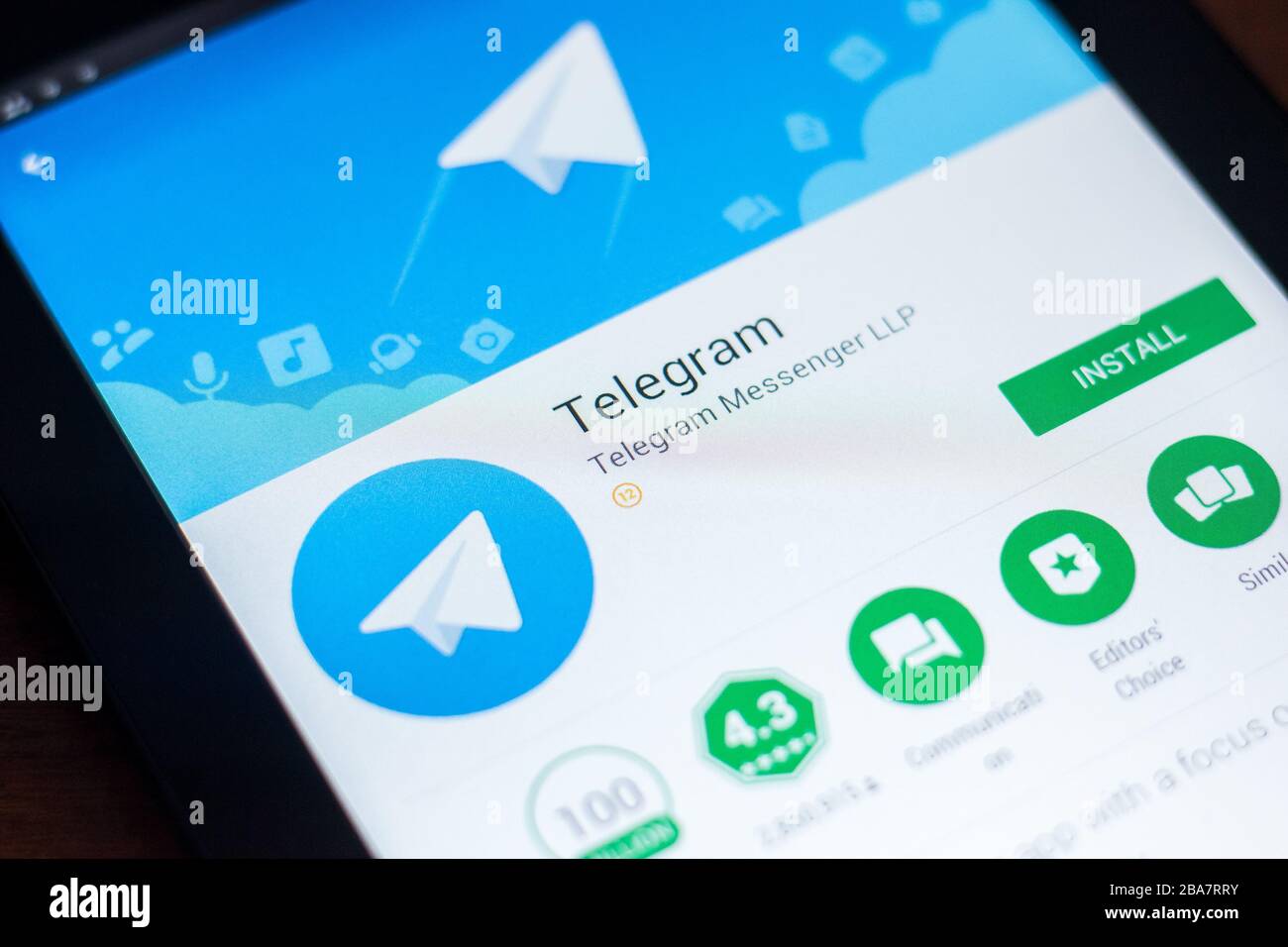 Ryazan, Russia - March 21, 2018 - Telegram messenger mobile app on the ...