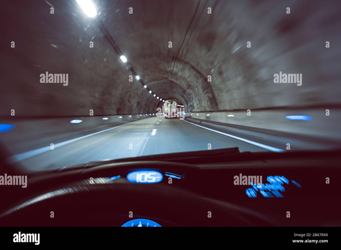 Driving inside a tunnel from driver's point of view Stock Photo - Alamy