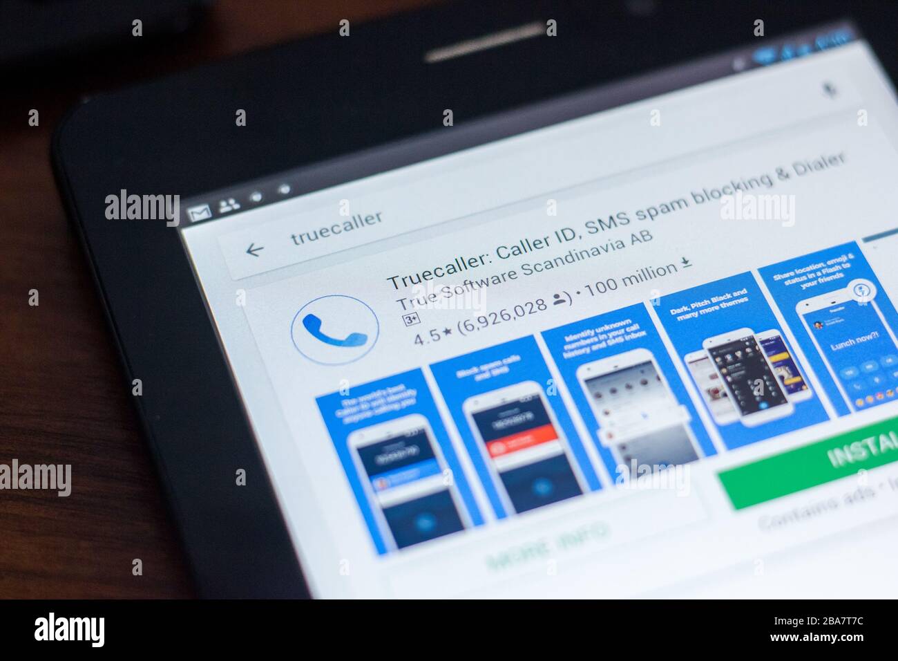 Ryazan, Russia - March 21, 2018 - Truecaller icon in the list of mobile ...