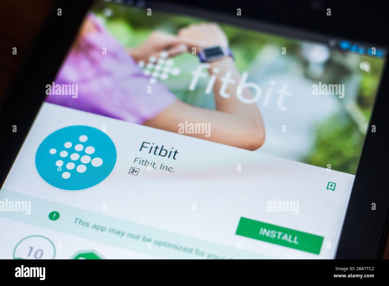 Ryazan, Russia - March 21, 2018 - Fitbit mobile app on the display of ...