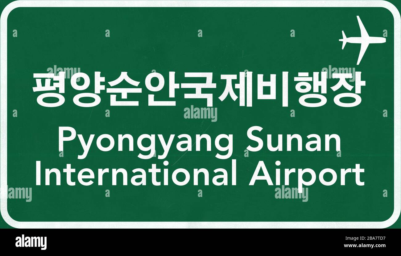 Pyongyang North Korea Airport Highway Sign 2D Illustration Stock Photo ...