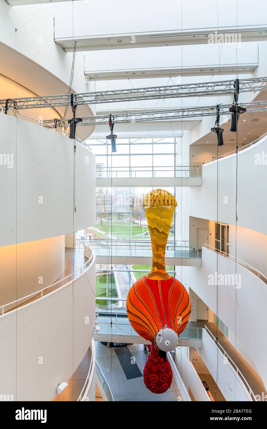 Inside the ARoS art gallery in Aarhus, Denmark. Designed by architects ...