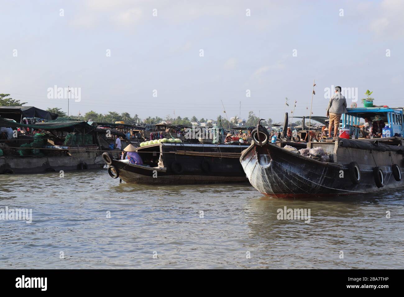 BARGE USED FOR TRANSPORTING FOOD AND MATERIALS IN THE MEKONG DELTA ...