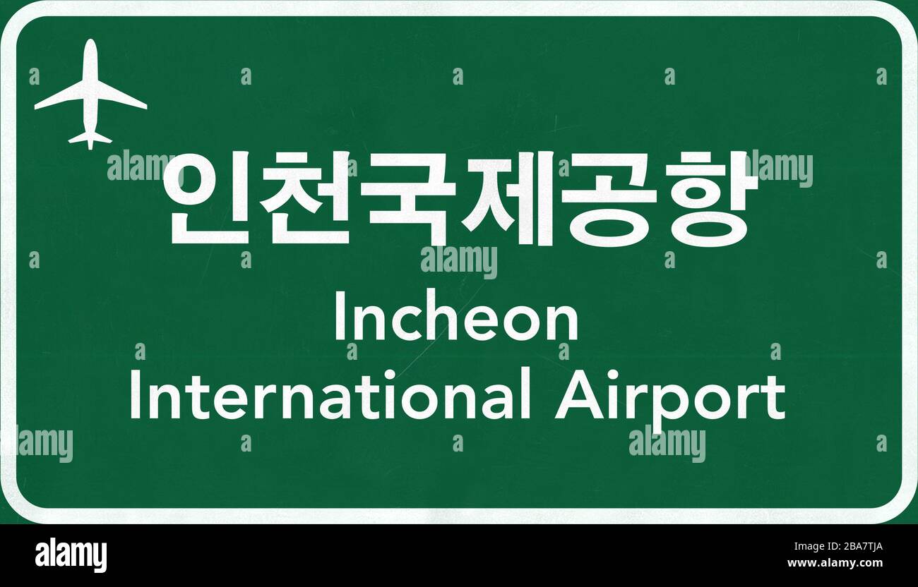 Seoul Incheon South Korea Airport Highway Sign 2D Illustration Stock ...
