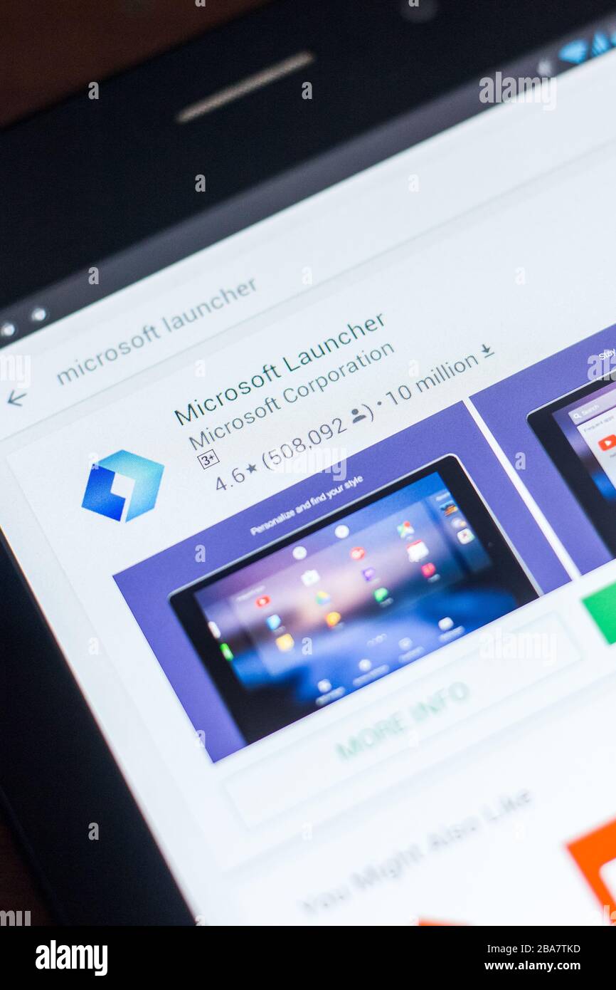 Ryazan, Russia - March 21, 2018 - Microsoft Launcher icon in the list ...