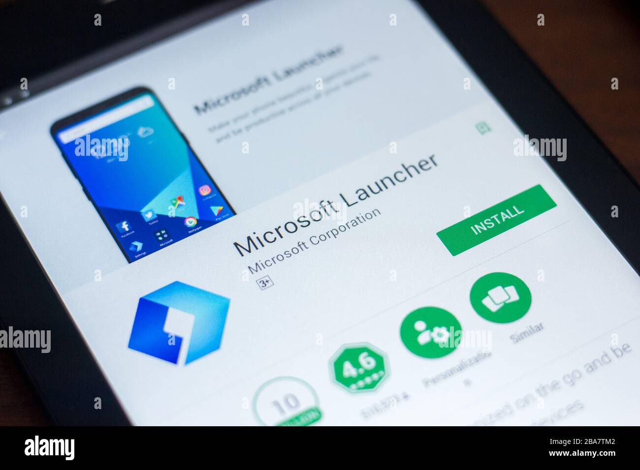 Ryazan, Russia - March 21, 2018 - Microsoft Launcher mobile app on the ...