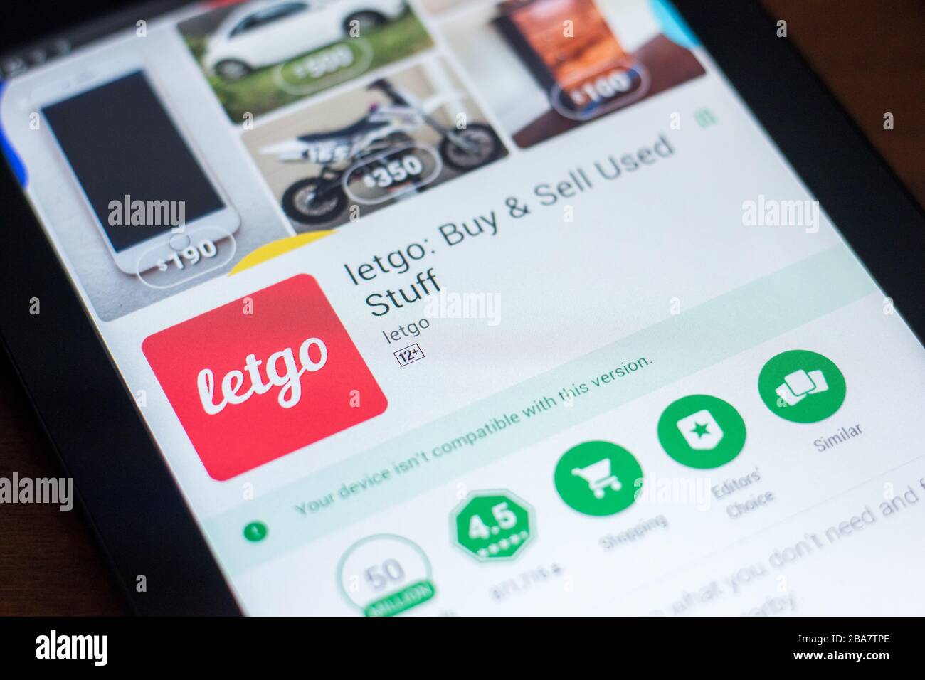 Ryazan, Russia - March 21, 2018 - LetGo mobile app on the display of ...