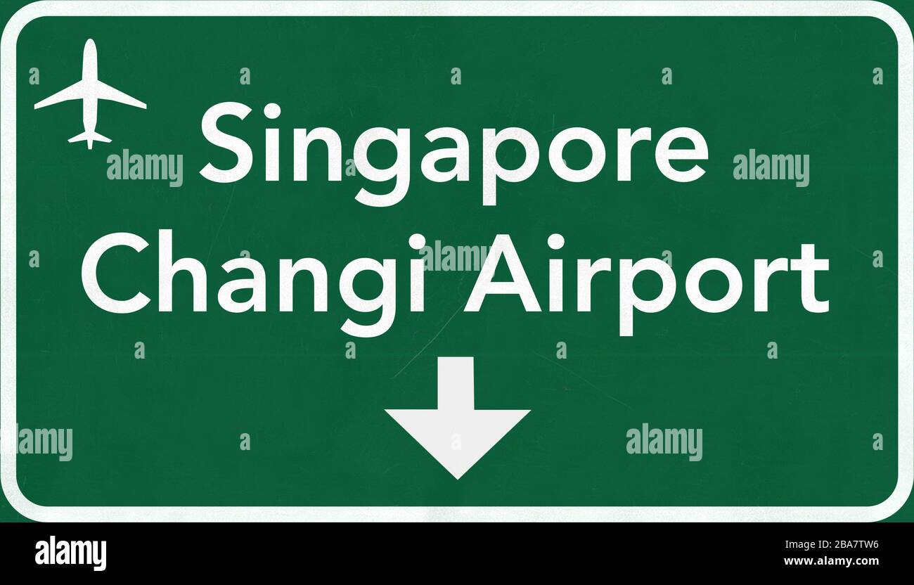 Singapore Airport Highway Sign 2D Illustration Stock Photo - Alamy