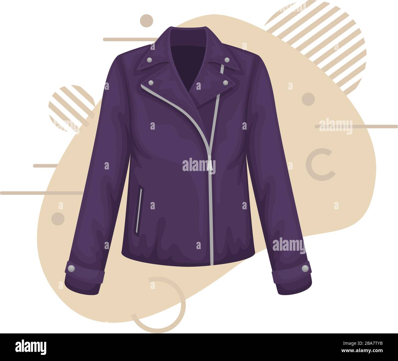 Flat vector female leather jacket. Women's clothing Stock Vector Image ...