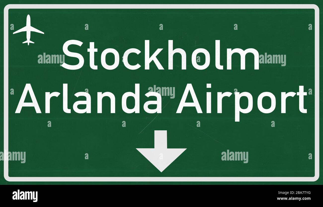 Stockholm Sweden Airport Highway Sign 2D Illustration Stock Photo - Alamy