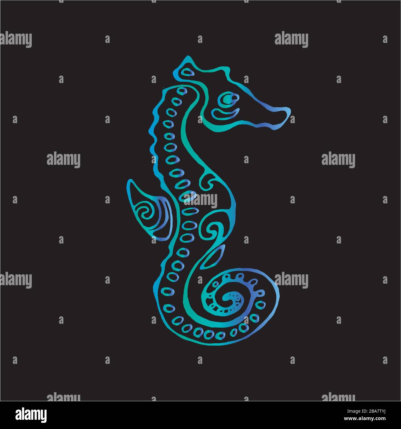 Color neon illustration of a sea animal. Sea Horse Stock Vector Image ...