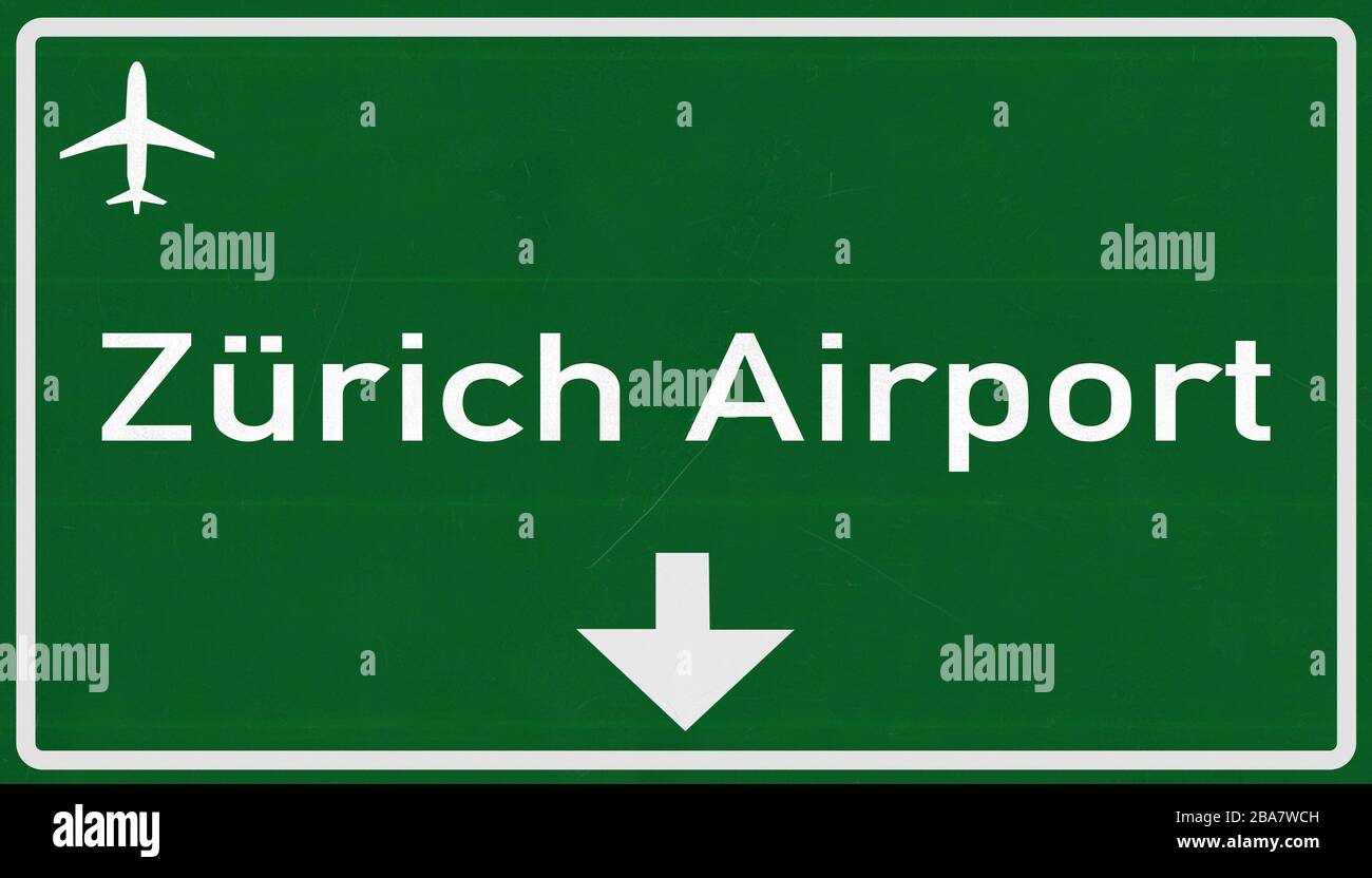 Zurich Switzerland Airport Highway Sign 2D Illustration Stock Photo - Alamy