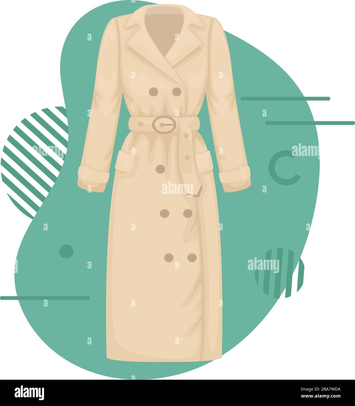Flat vector women's classic trench coat. Women's clothing Stock Vector ...